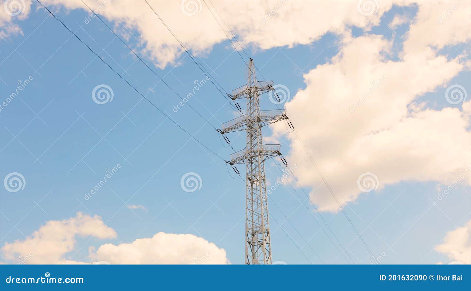 Transmission Towers Beautiful Clouds in the Background. Transmission ...