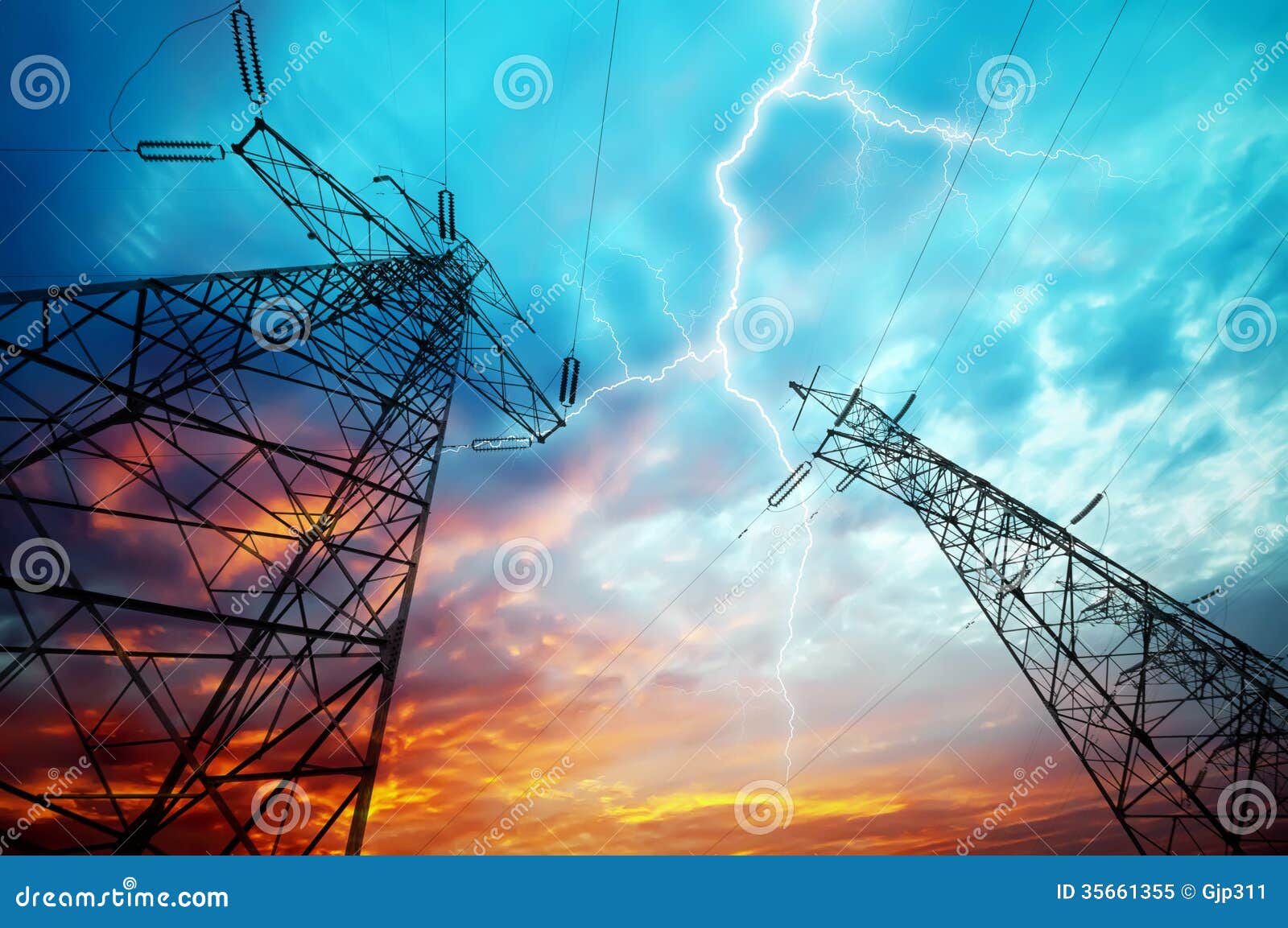 Transmission towers stock image. Image of explosion, fuse - 35661355