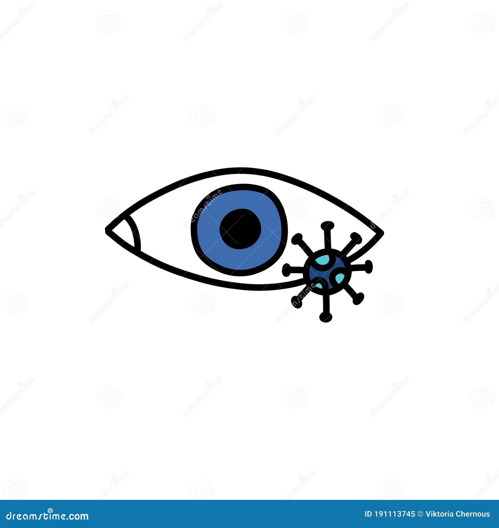 Transmission of the Virus through the Eyes Doodle Icon, Vector Colour ...