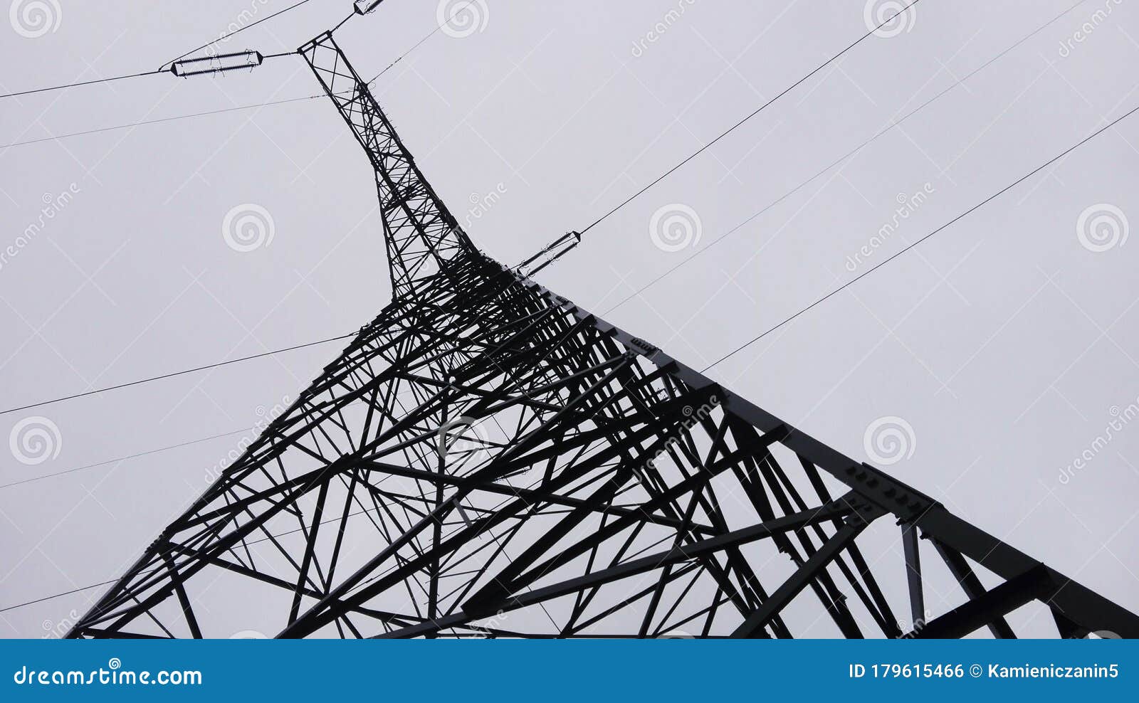 Transmition Tower Seen from Below Stock Photo - Image of view, wires ...