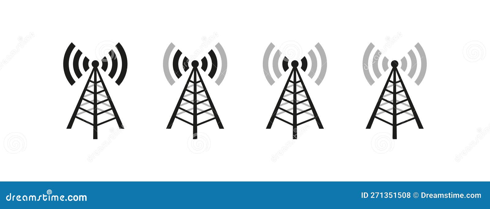 Transmitter Antena Icon Set. Signal Antena Vector Stock Vector ...