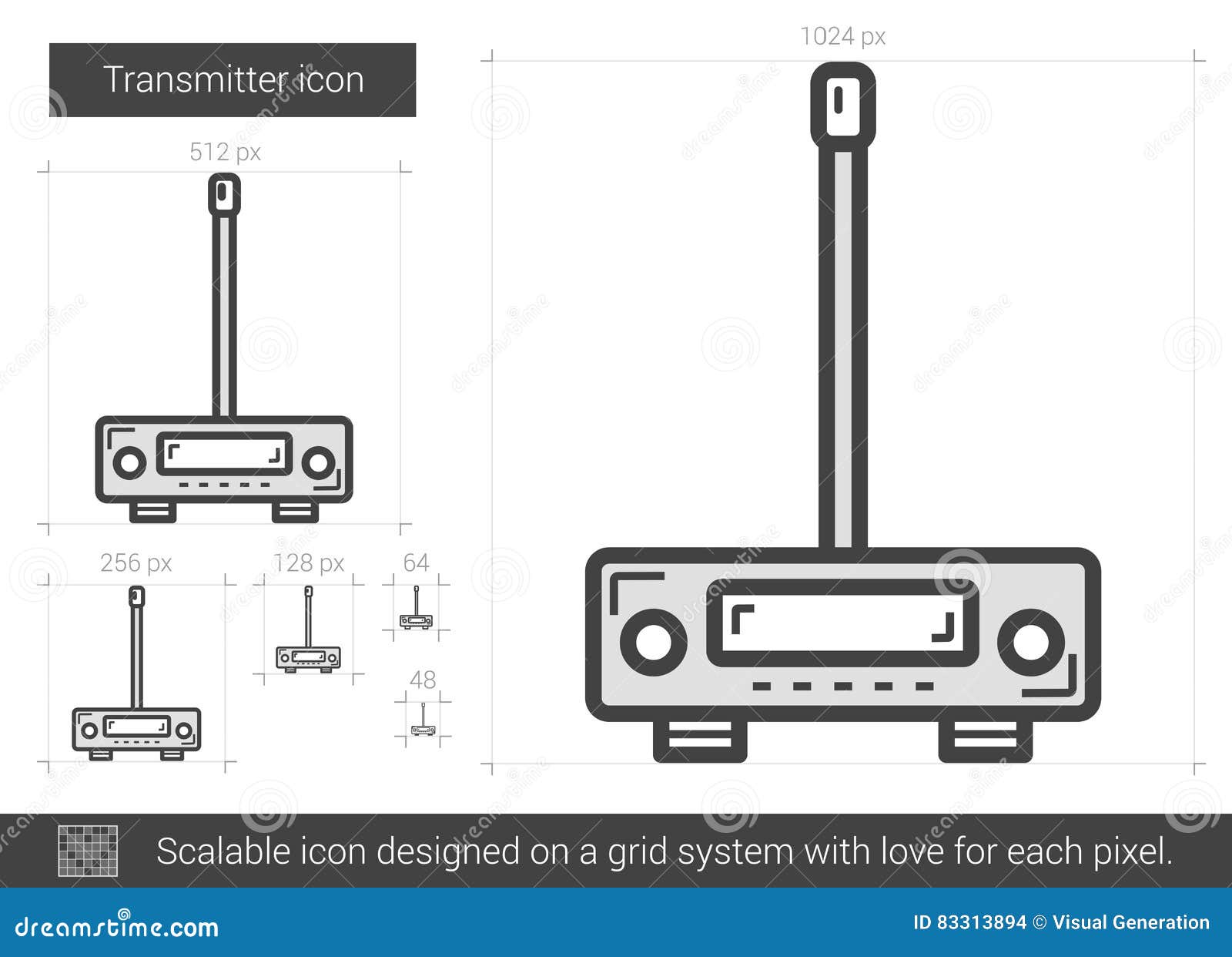 Transmitter line icon. stock vector. Illustration of access - 83313894