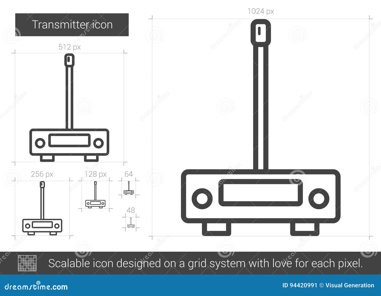 Transmitter line icon. stock vector. Illustration of drawing - 94420991