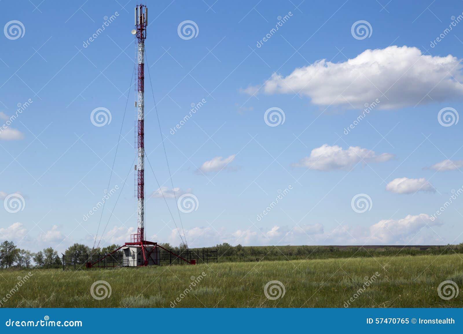 Cellular GSM Tower in Sunny Summer Day Stock Image - Image of grass ...