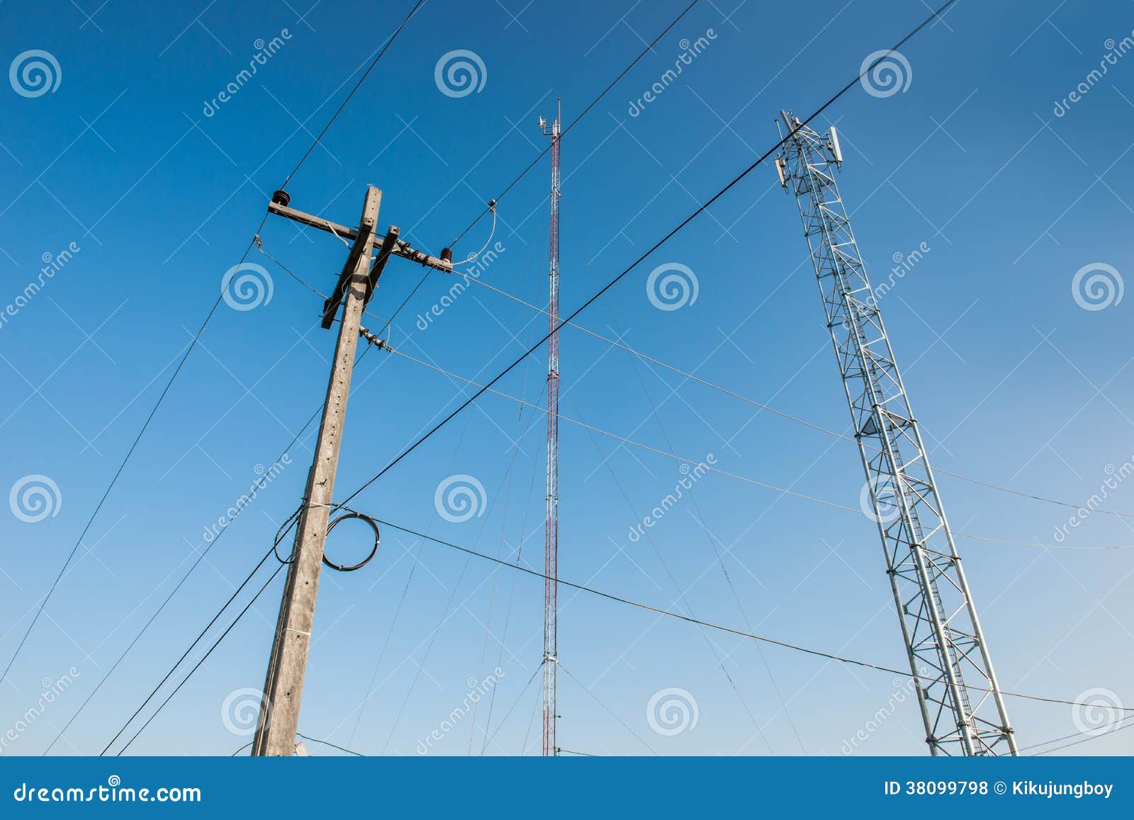 The Transmitter Mast and Electrical Post Stock Photo - Image of cell ...
