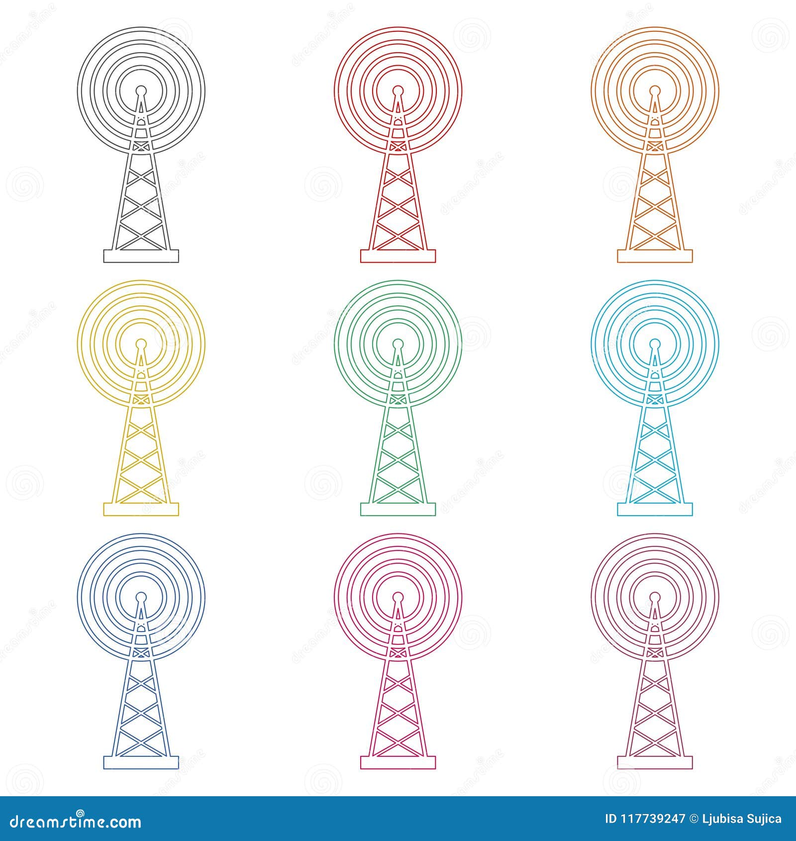 Transmitter Simple Icon, Transmitter Tower Icon, Color Icons Set Stock ...