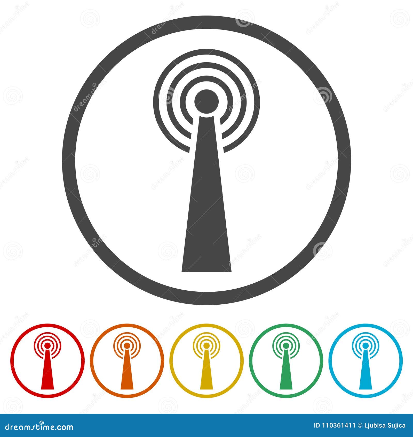 Transmitter Simple Icon, Transmitter Tower Icon, 6 Colors Included ...