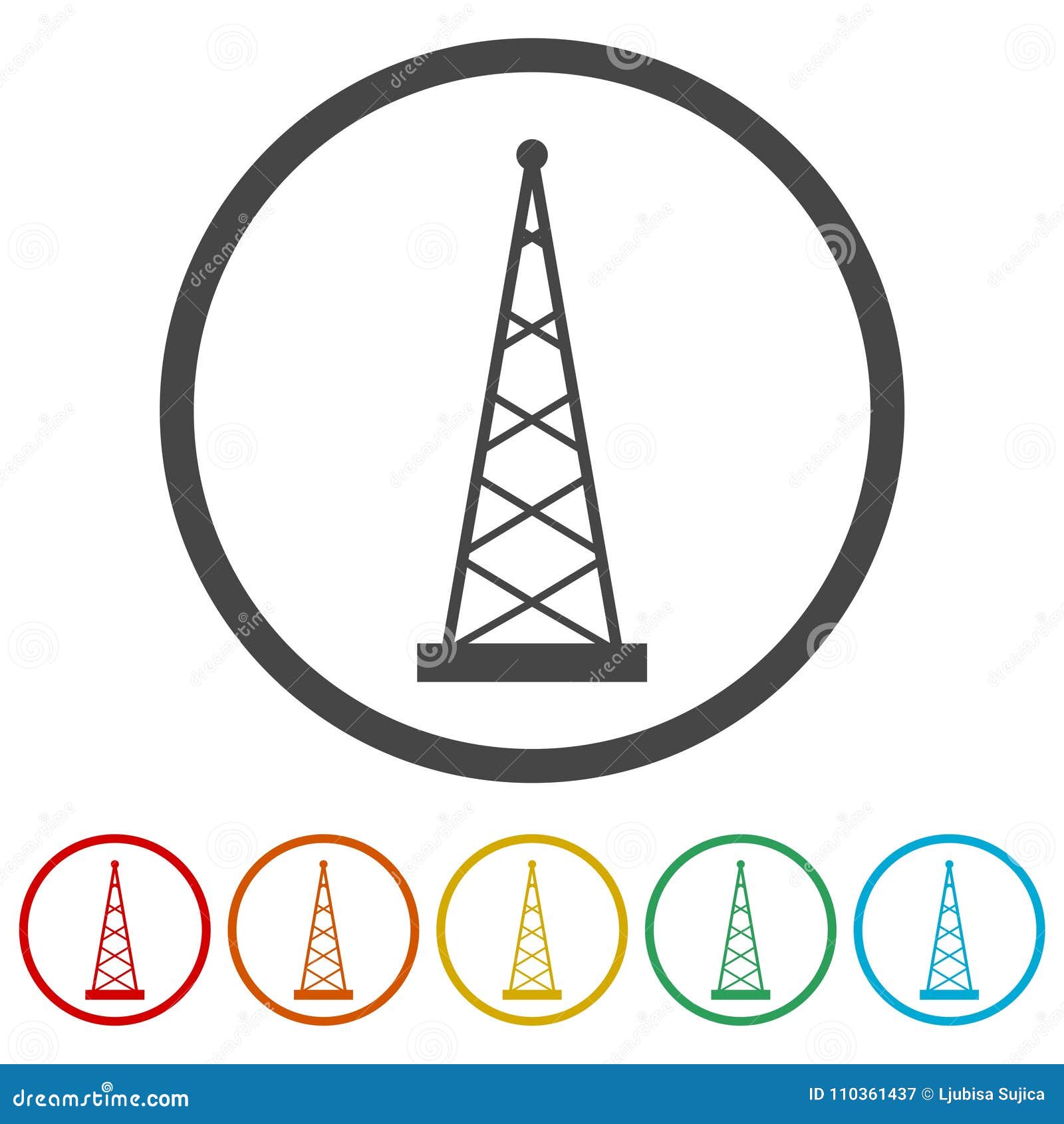 Transmitter Simple Icon, Transmitter Tower Icon, 6 Colors Included ...