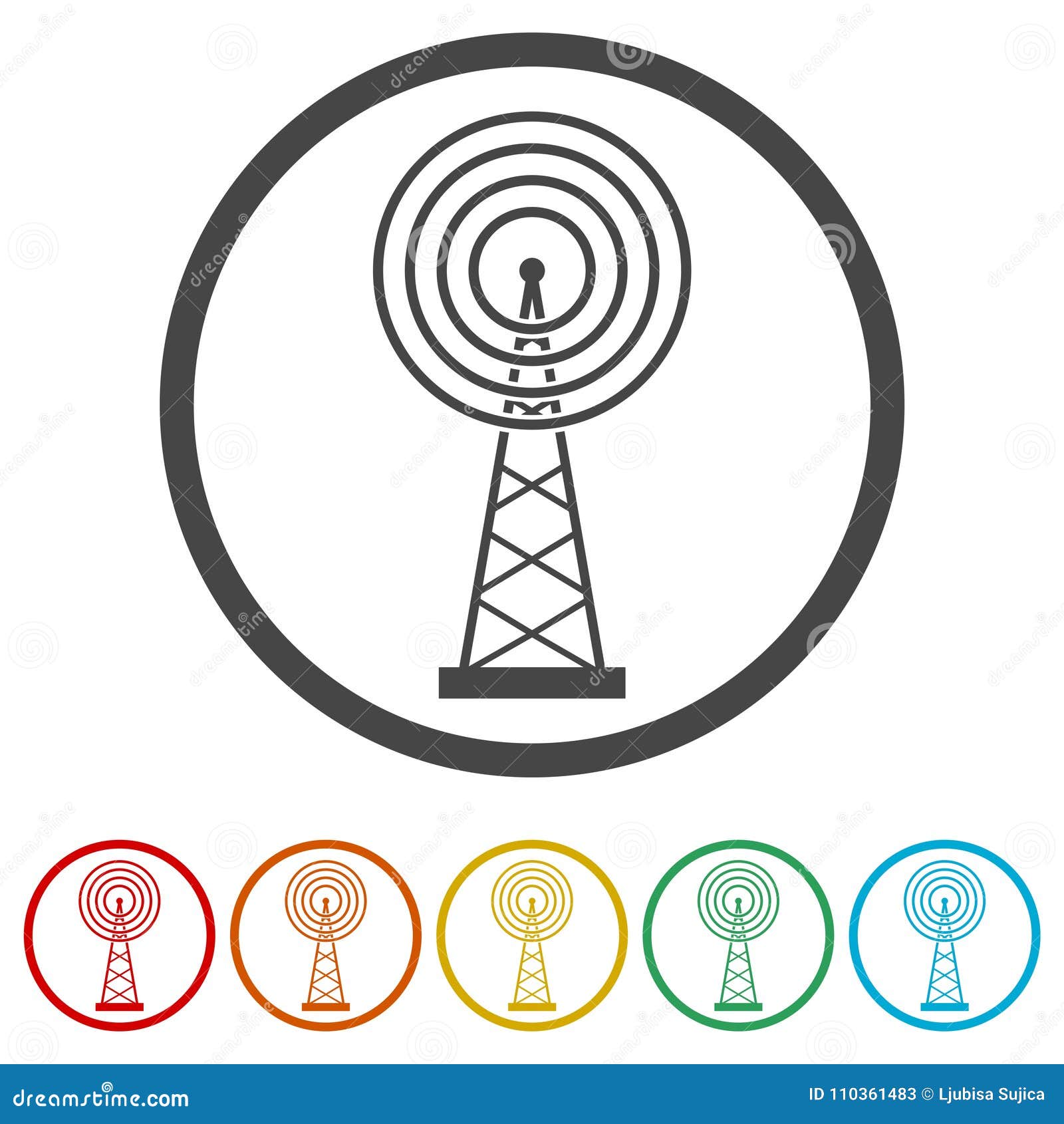 Transmitter Simple Icon, Transmitter Tower Icon, 6 Colors Included ...