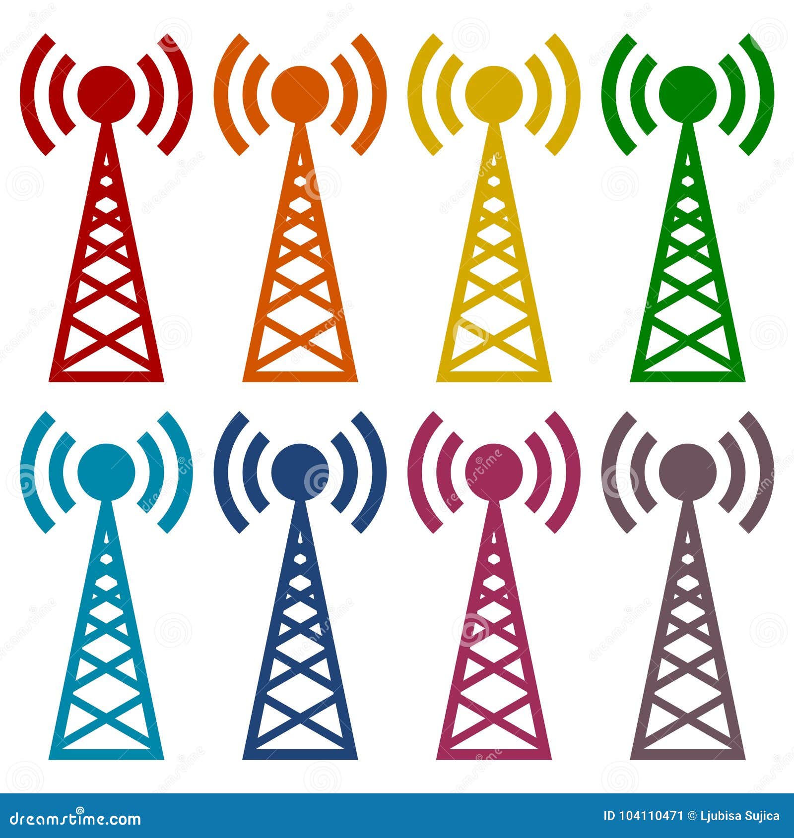 Transmitter Simple Icons Set Stock Vector - Illustration of signal, silhouette: 104110471