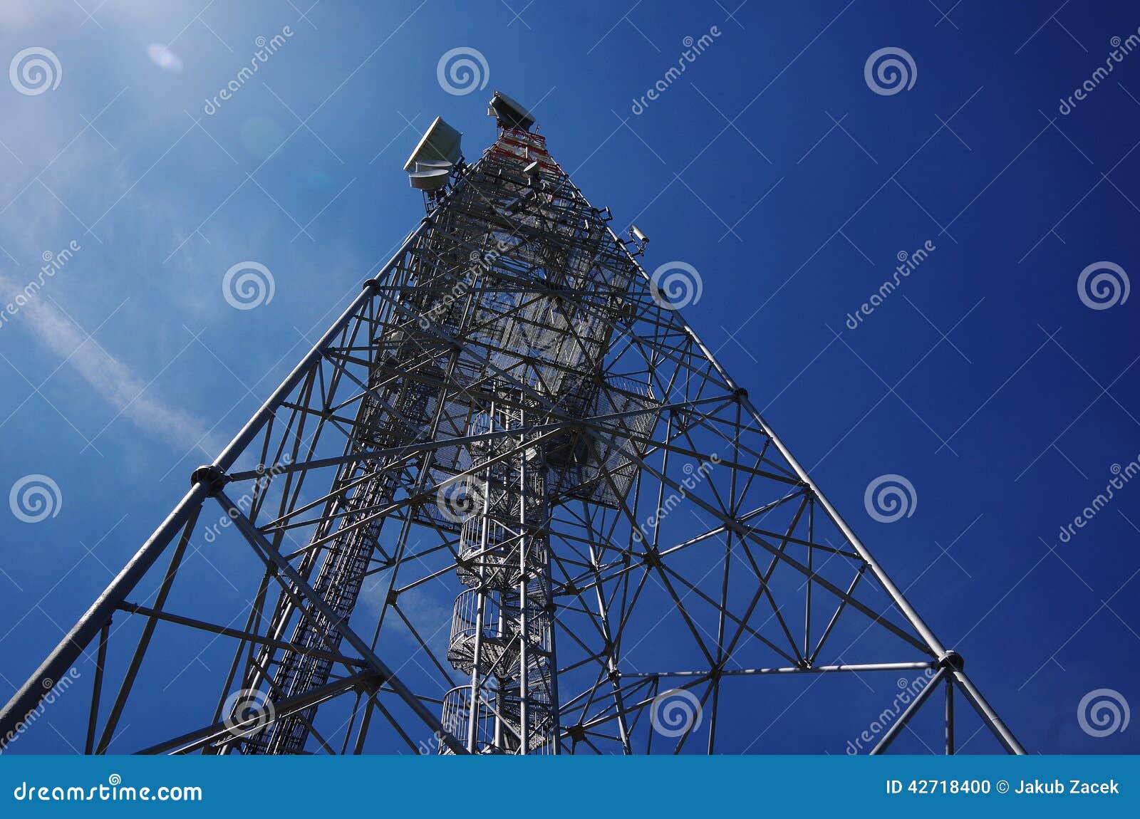 Transmitter tower stock photo. Image of steel, underneath - 42718400