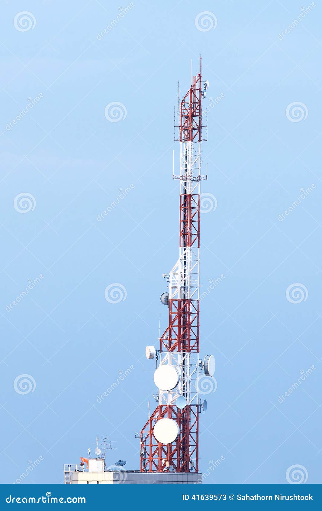 Transmitter Tower at the Top of Building Stock Image - Image of mobile ...
