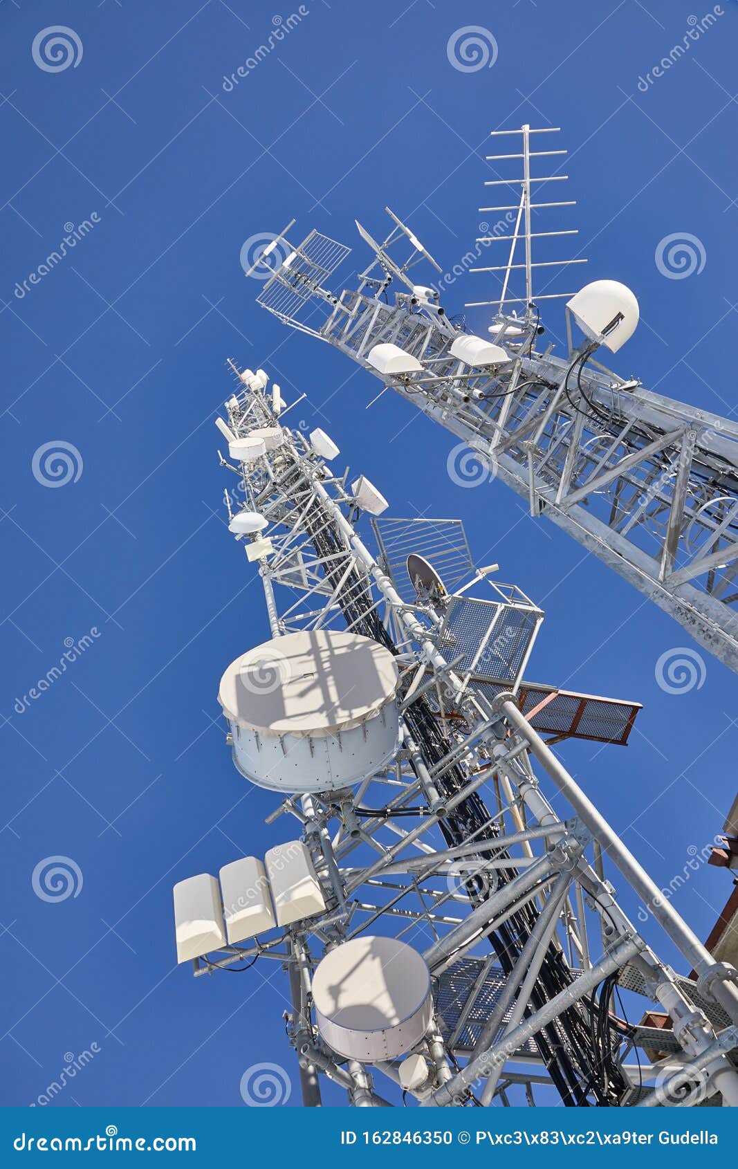 Transmitter Towers, Blue Sky Stock Photo - Image of blue, communicate ...