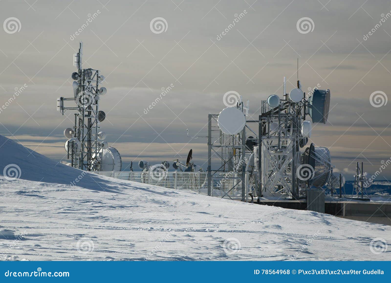 Transmitter Towers On A Hill In Winter Royalty-Free Stock Image ...