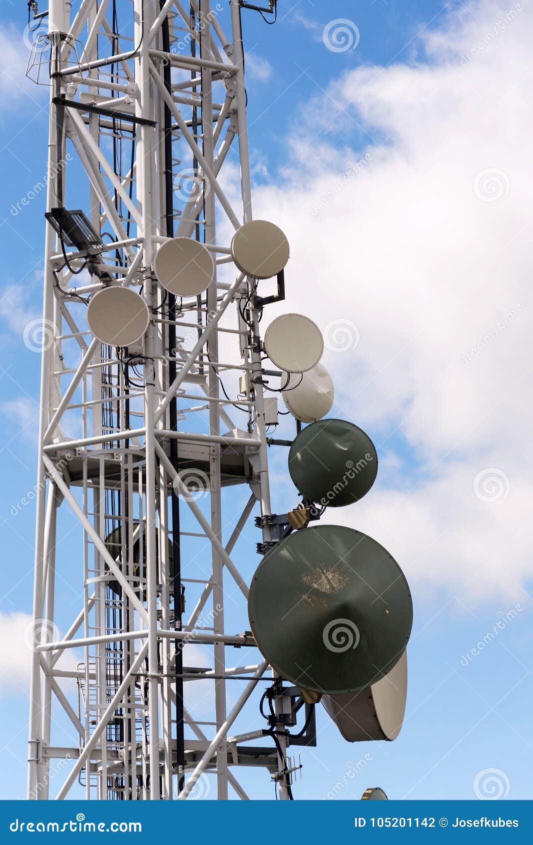 Transmitters and Aerials on Telecommunication Tower with Cloudy Blue ...