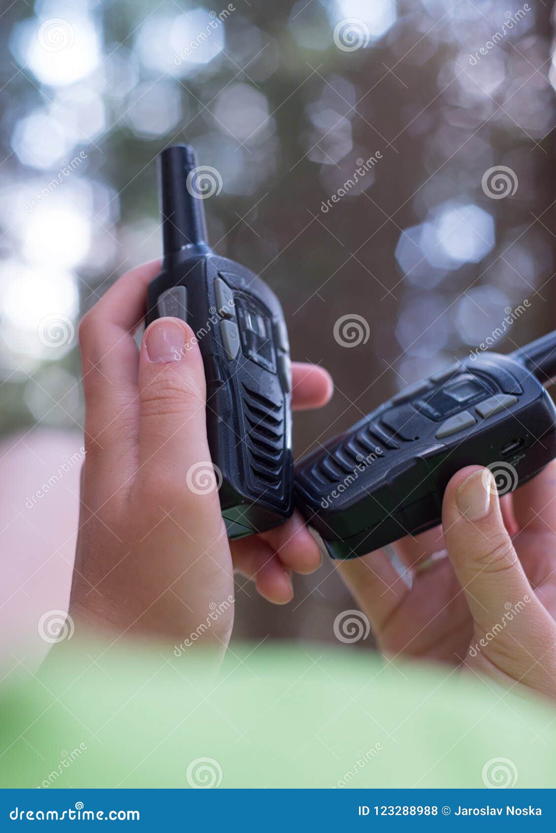 Transmitters in hand. stock photo. Image of handheld - 123288988
