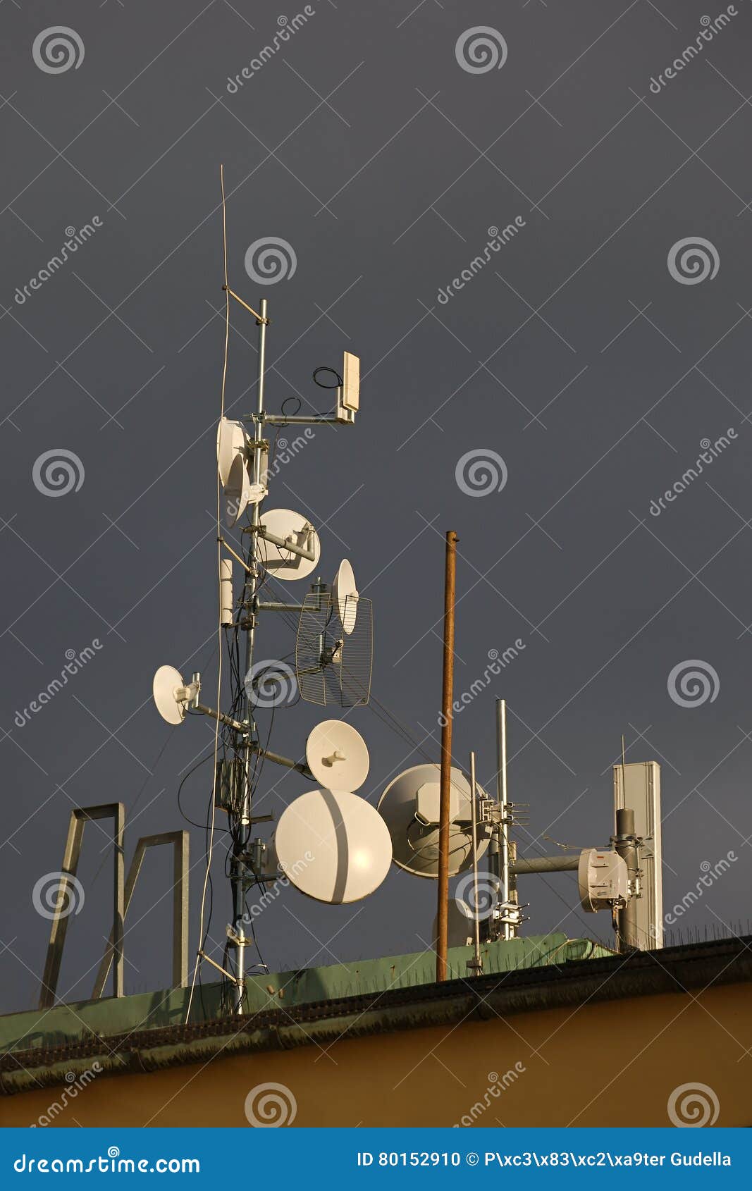 4G, 5G Transmitters In An Urban Environment. Cellular Base Station With ...