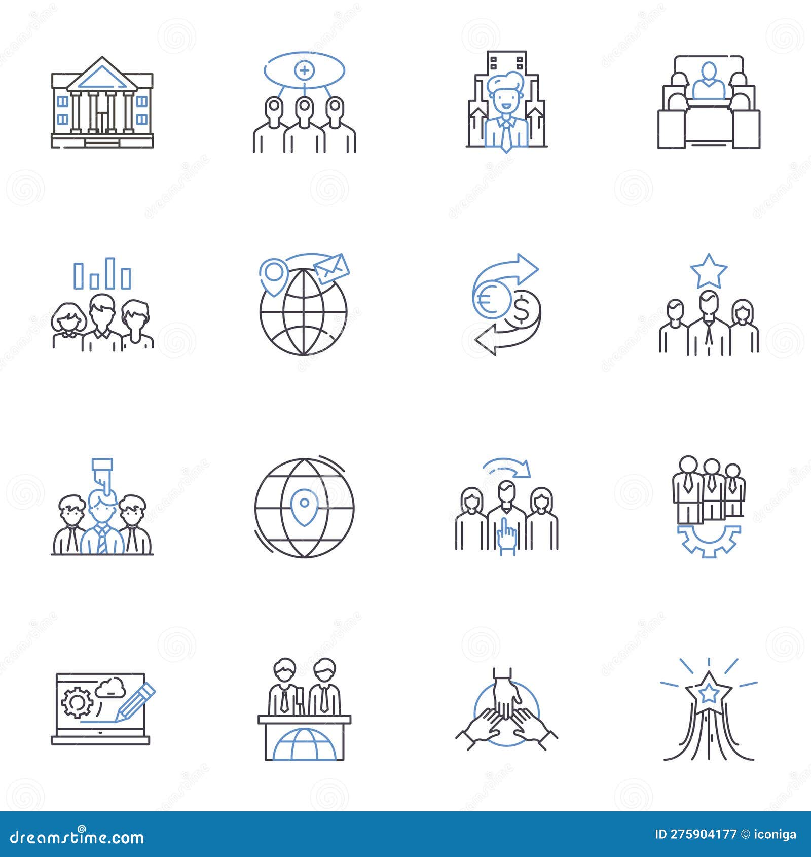 Transnational Enterprise Line Icons Collection. Globalization ...