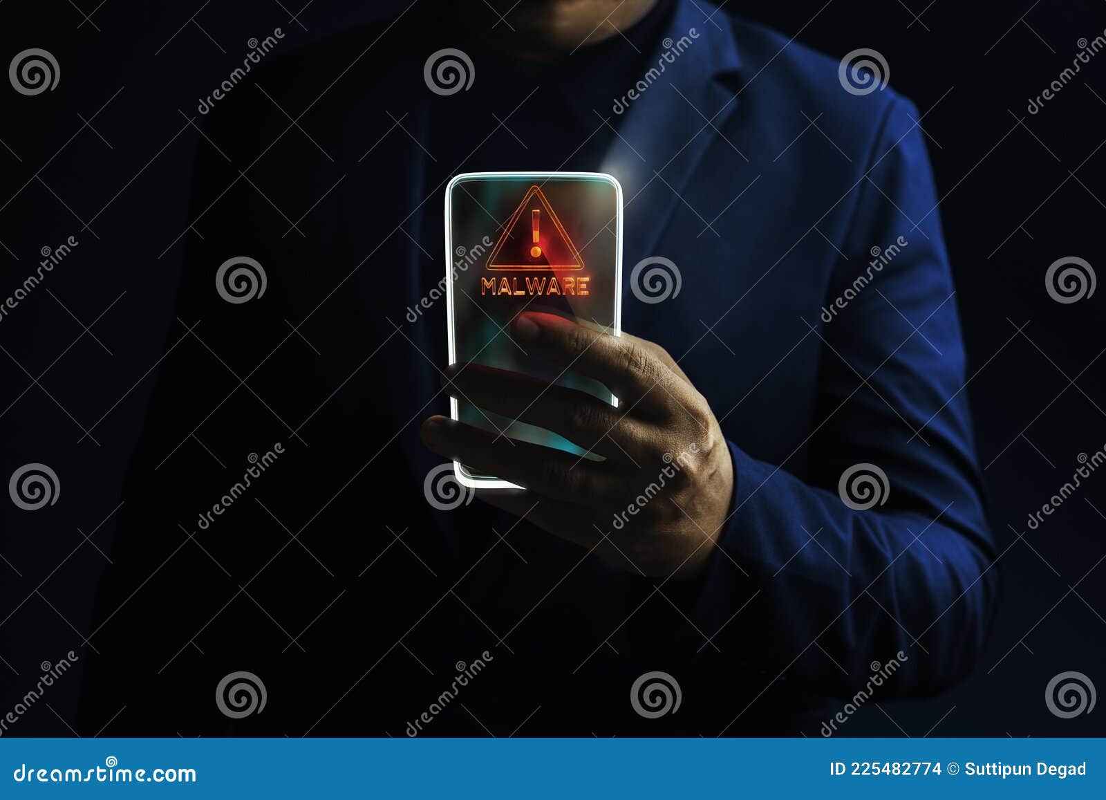 Transparency Smart Phone with Ransomware Attack Warning Sign Stock ...