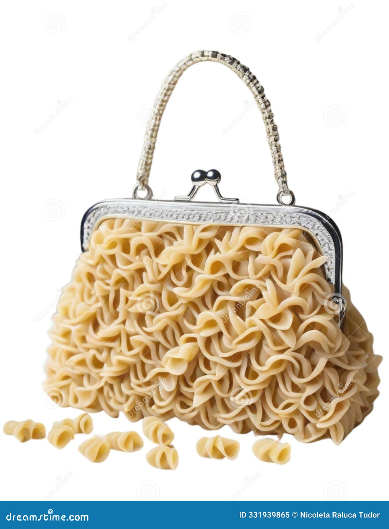 Natural Design Image with Pasta Woman Purse on a White Background ...