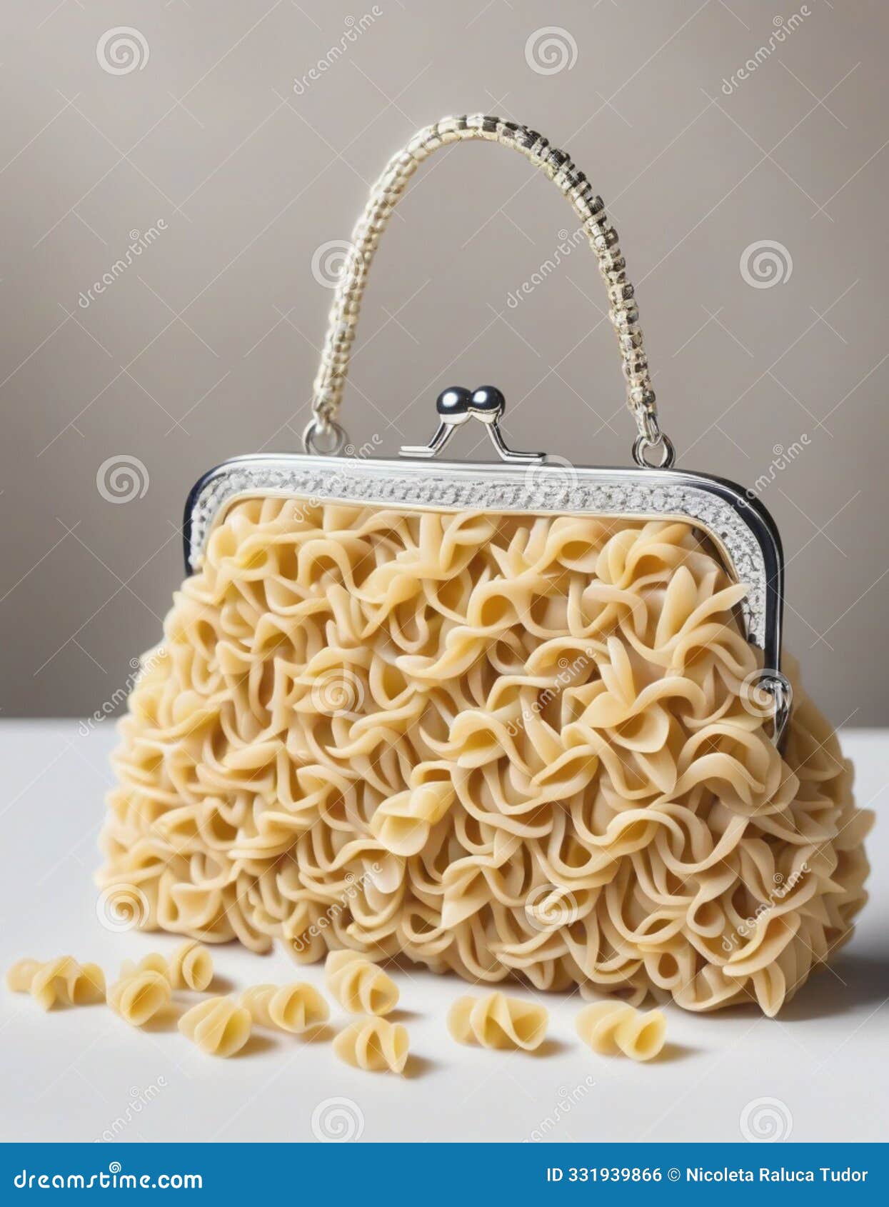 Natural Design Image with Pasta Woman Purse on a White Background ...