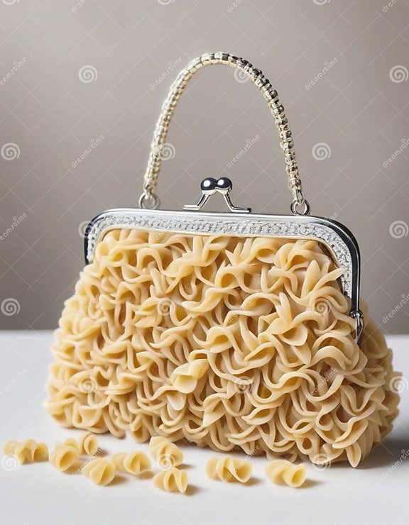 Natural Design Image with Pasta Woman Purse on a White Background ...