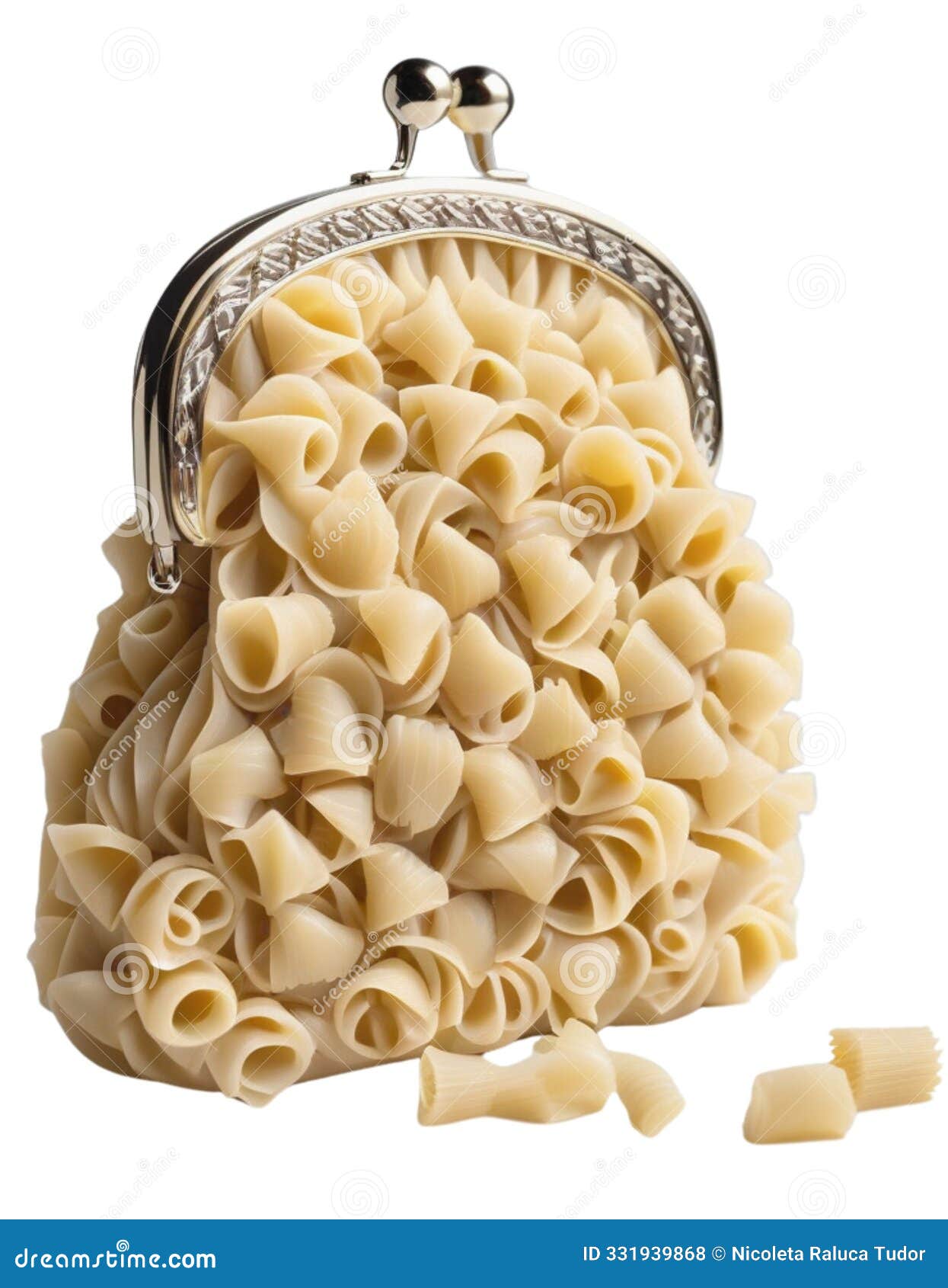 Natural Design Image with Pasta Woman Purse on a White Background ...
