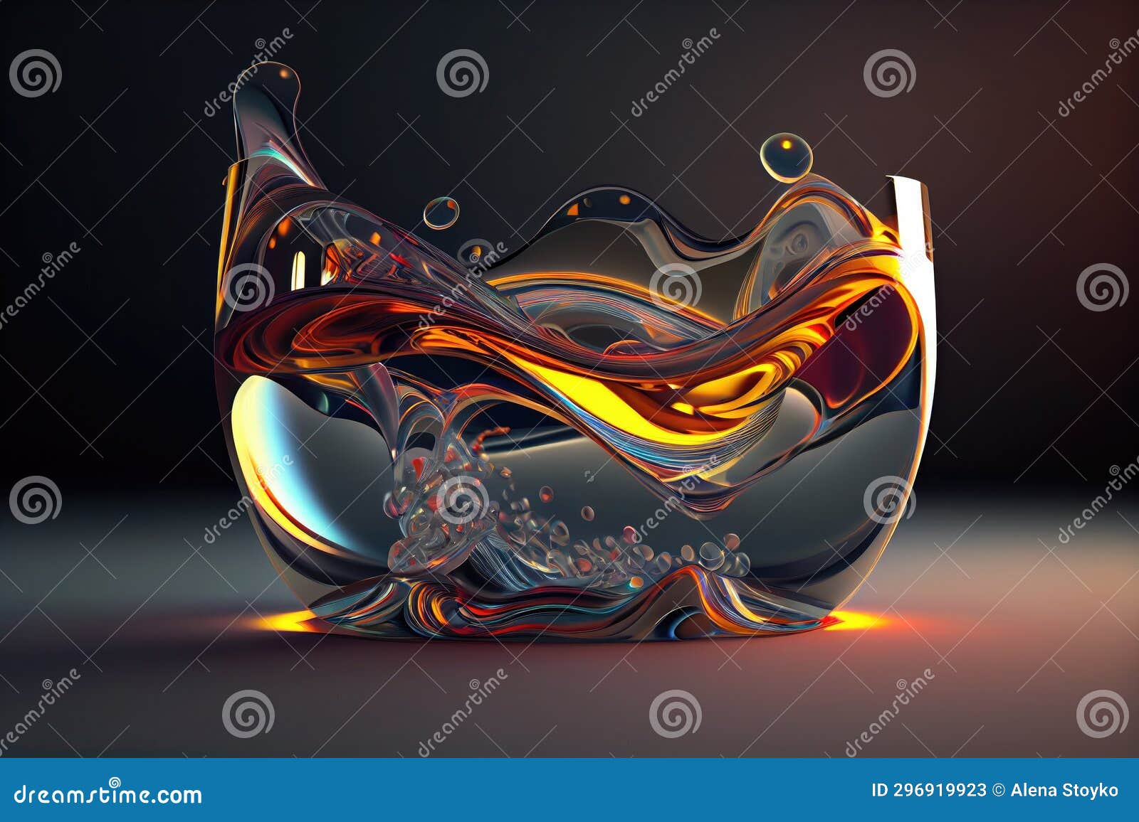Transparent Abstract Glass. Curved Wave in Motion. Stock Image - Image ...