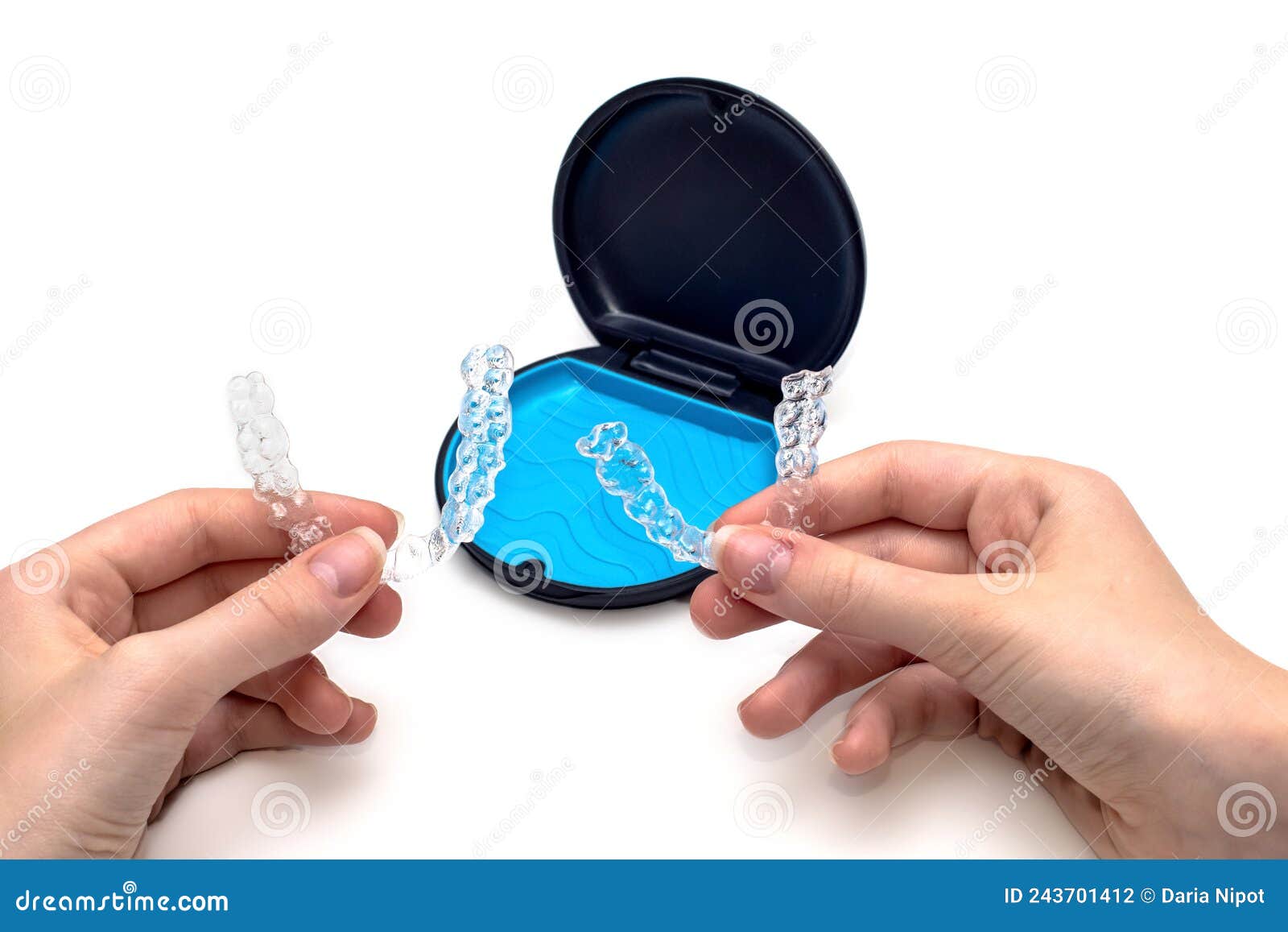 Transparent Aligners and Storage Case. Invisible Braces. Clear Teeth ...