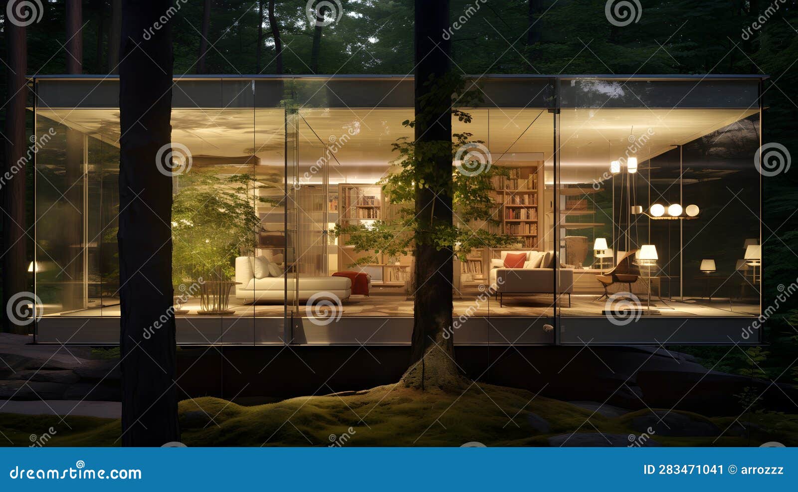 Transparent Architectural Model Of Modern Sustainable Home With Indoor ...