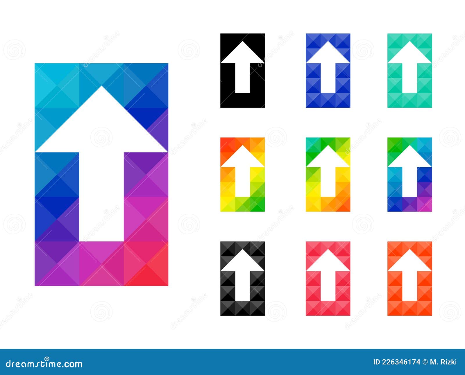 Transparent Arrow Up Pointer in Colorful Rectangle Shape Stock Photo ...