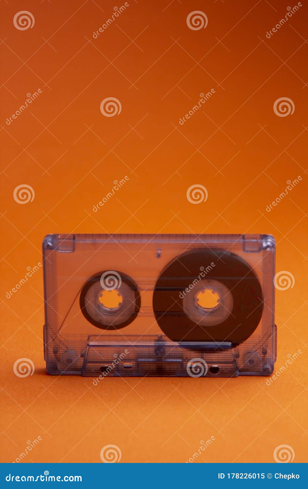 Transparent Audio Cassette Tape Orange Background. Front, View Stock ...