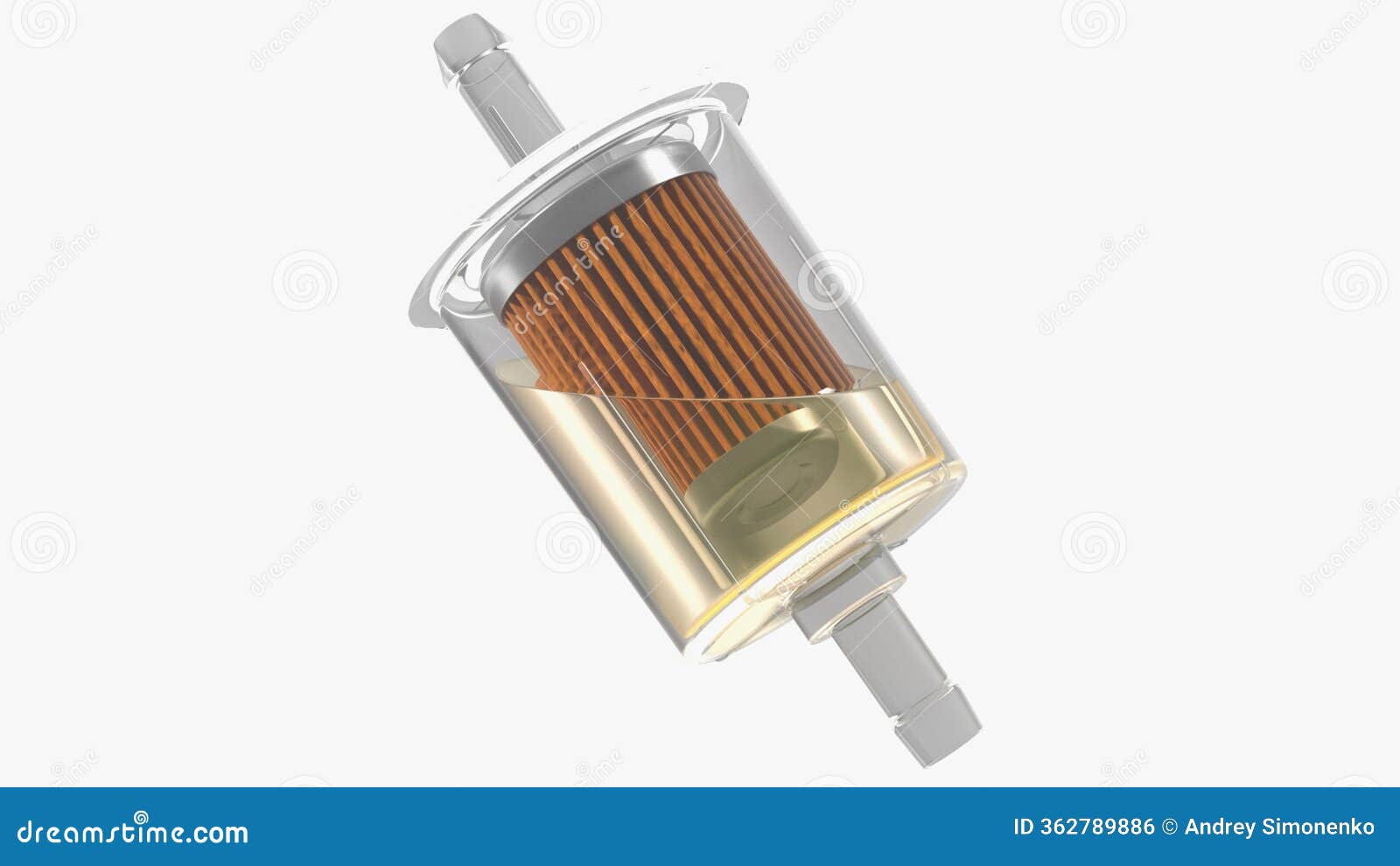Transparent Automotive Inline Fuel Filter with Caps Stock Illustration ...