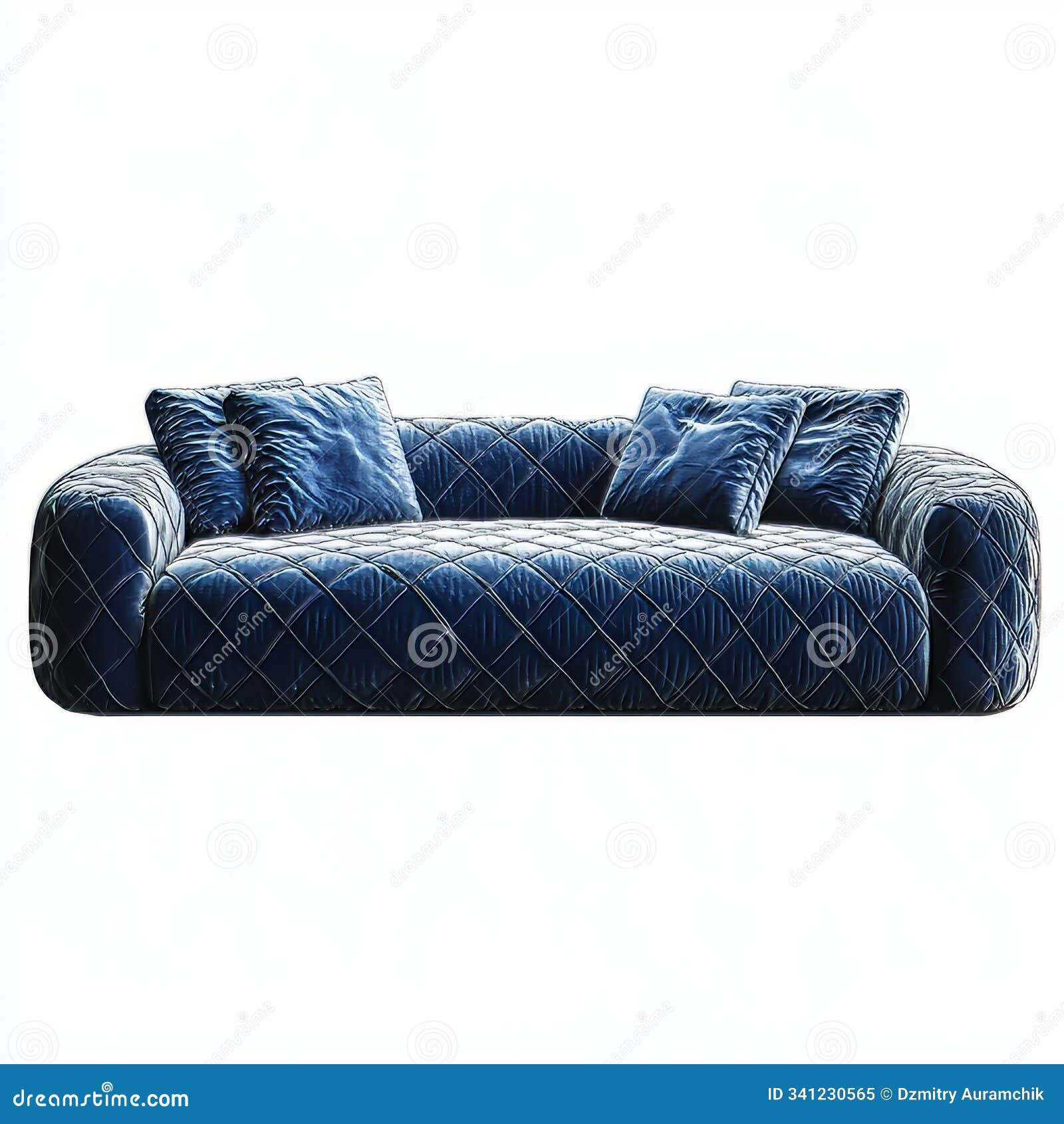 On a Transparent Background, Blue Quilted Fabric Classic Sofas are ...