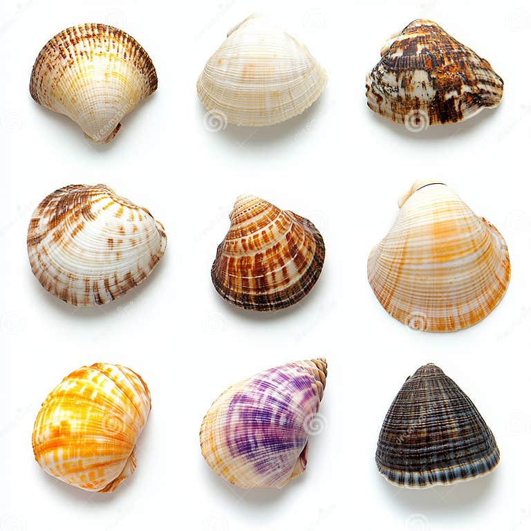 On a Transparent Background, a Collection of Seashells is Isolated ...