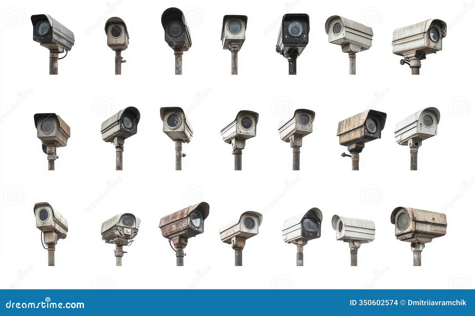 Transparent Background with Different Angles of Surveillance Cameras ...