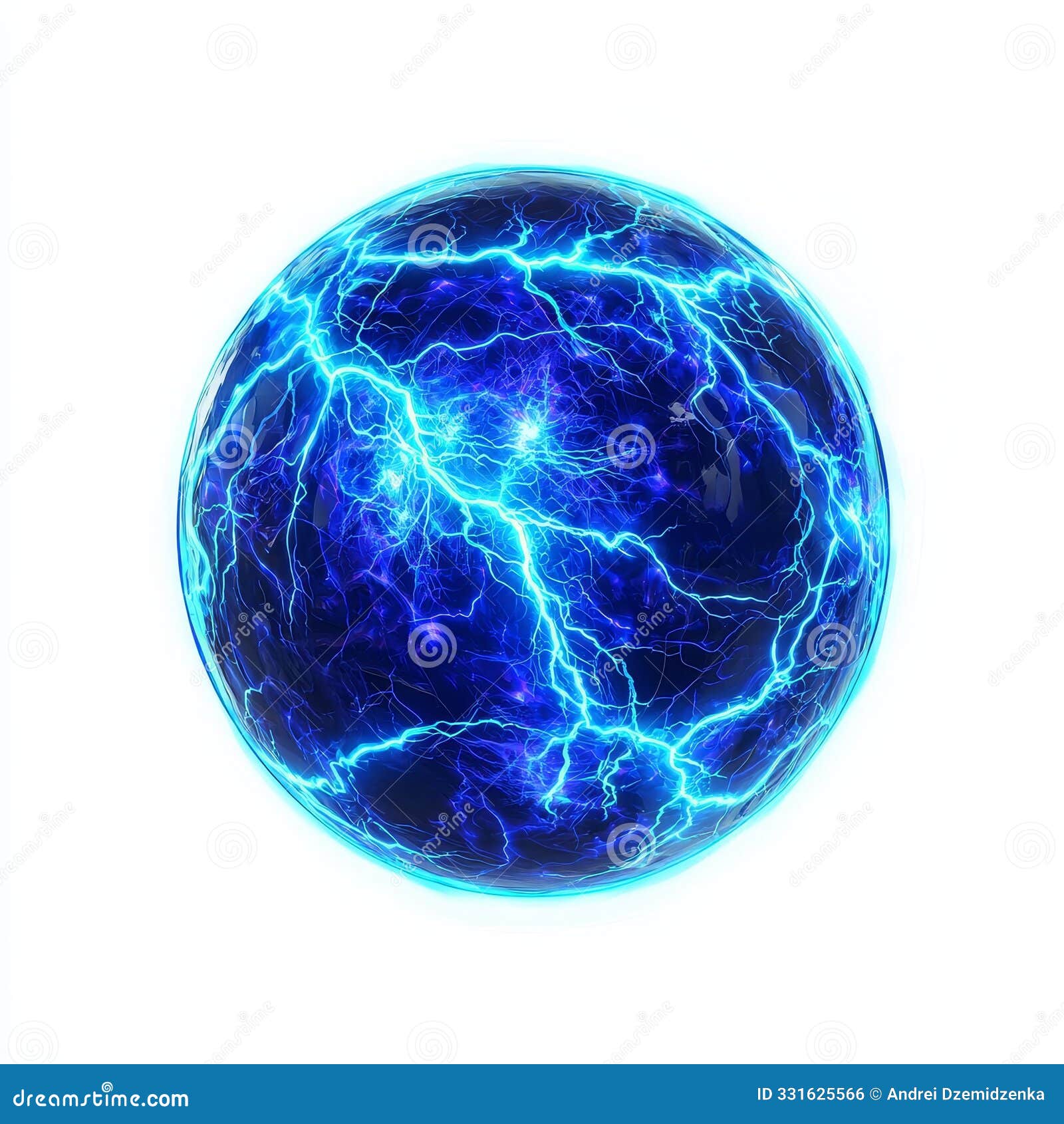On a Transparent Background, an Electrical Ball is Shown in Blue. Stock ...