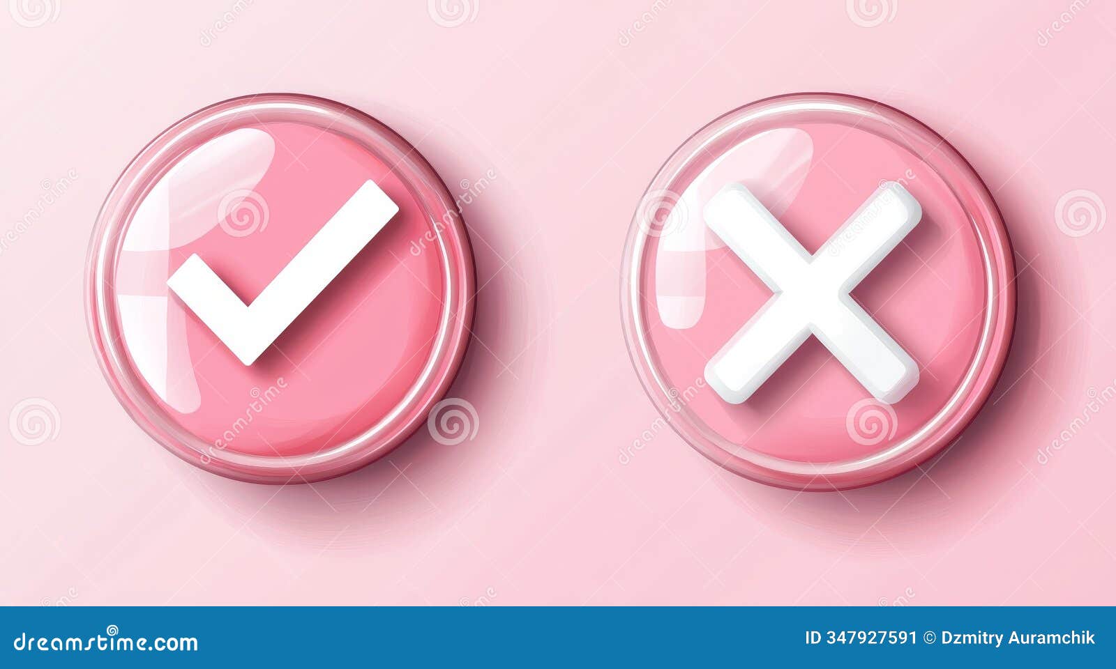 Transparent Background with Glossy Red Crosses and Green Checkmarks, Perfect for User Interface ...