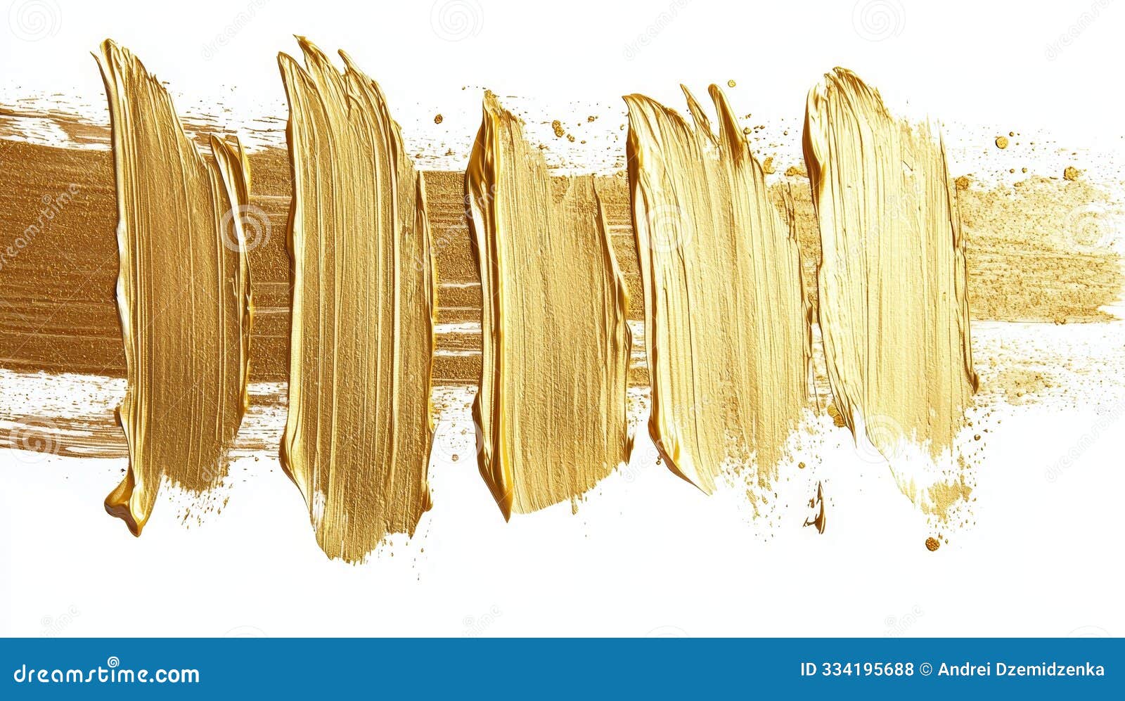 On Transparent Background, a Gold Paintbrush Stroke is Isolated. Stock ...