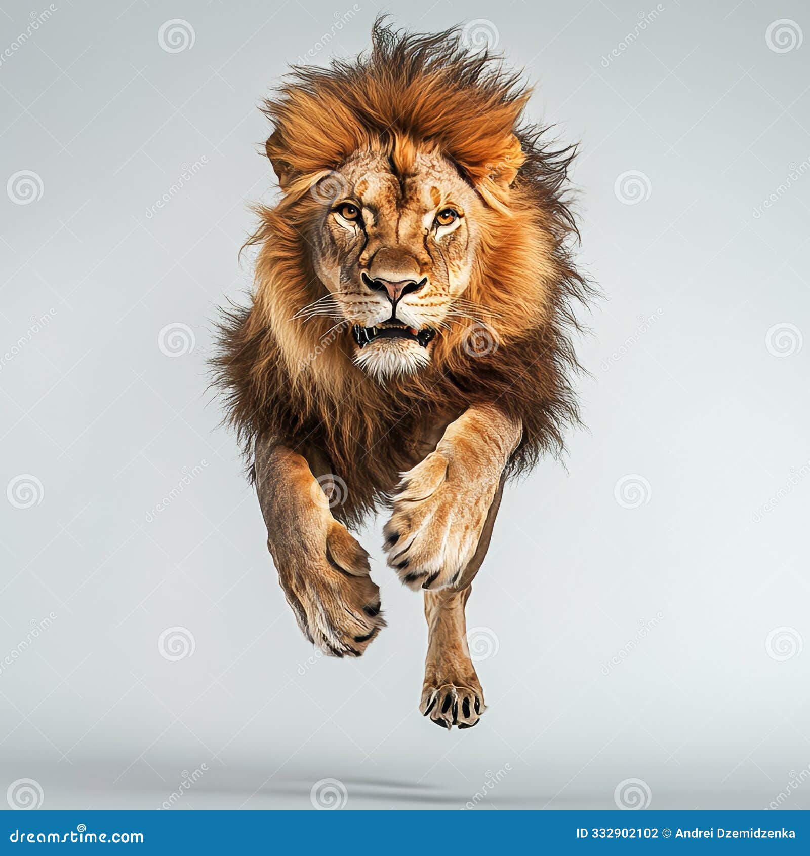 A Transparent Background with a Panthera Leo Leaping and Running in the ...