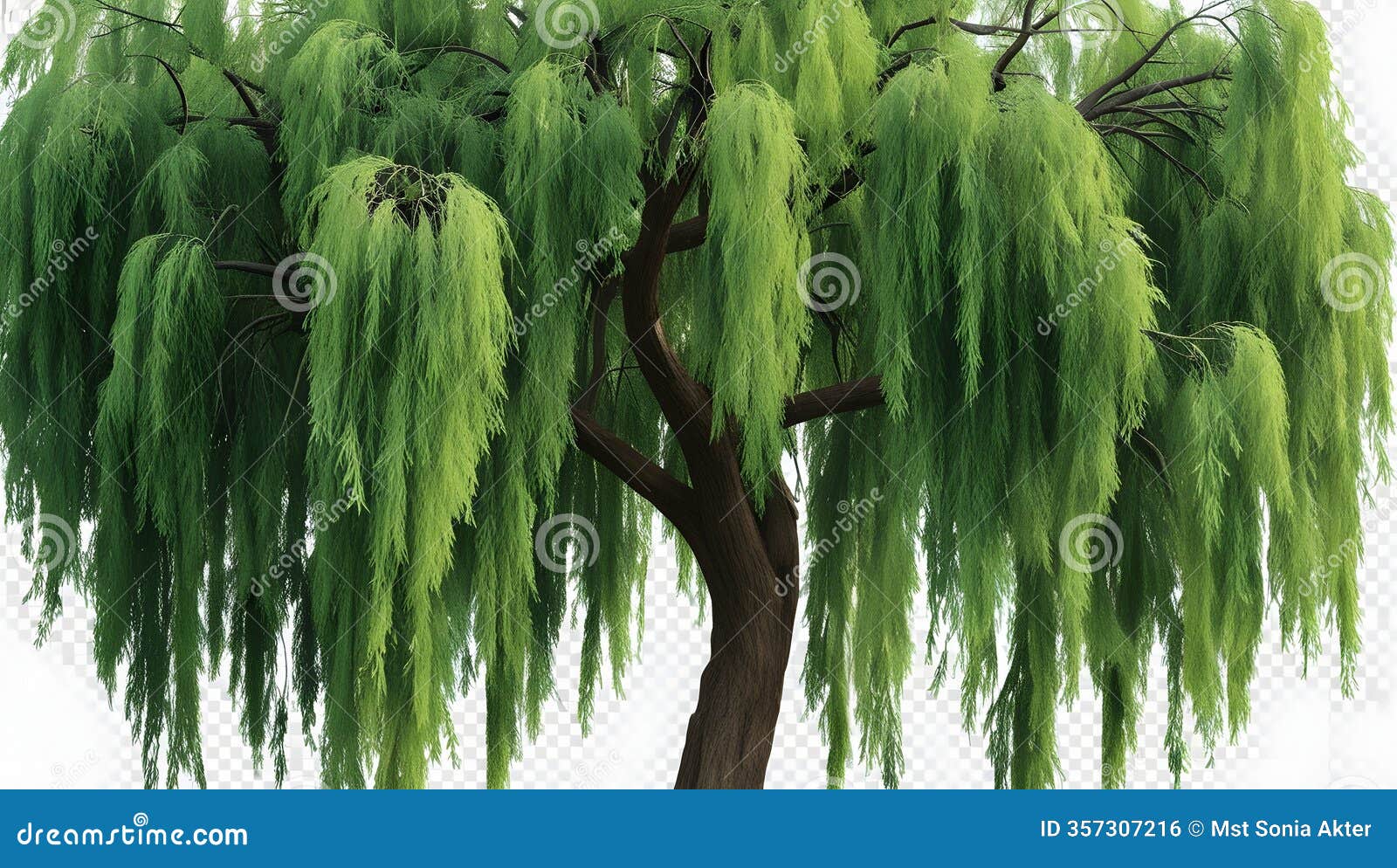 A Transparent Background Reveals a Lush, Green Weeping Willow Tree with ...