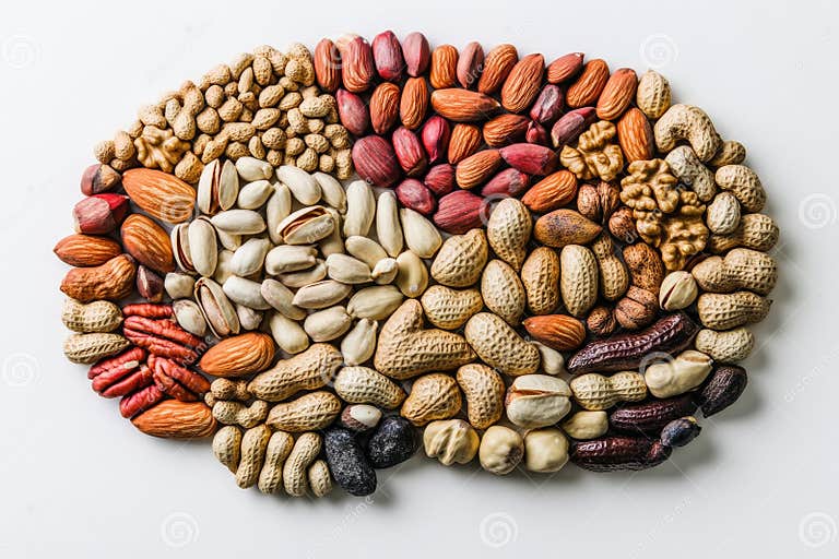 Transparent Background with Seeds and Nuts Representing the Human Brain ...