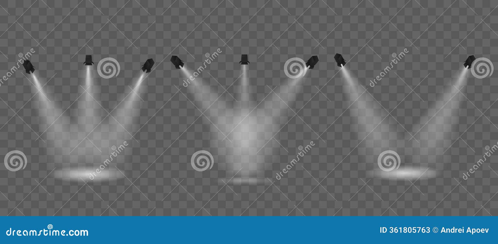 Transparent Background Set of Stage Spotlights for Lighting Effects ...