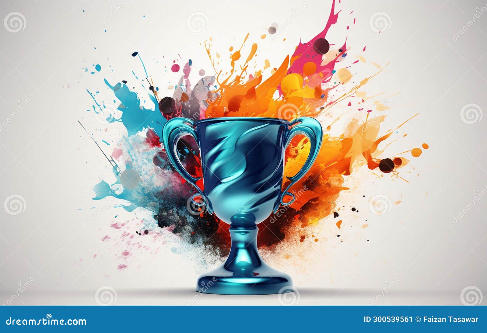 Transparent Background: Trophy Cup with Multicolored Splash -Generative ...