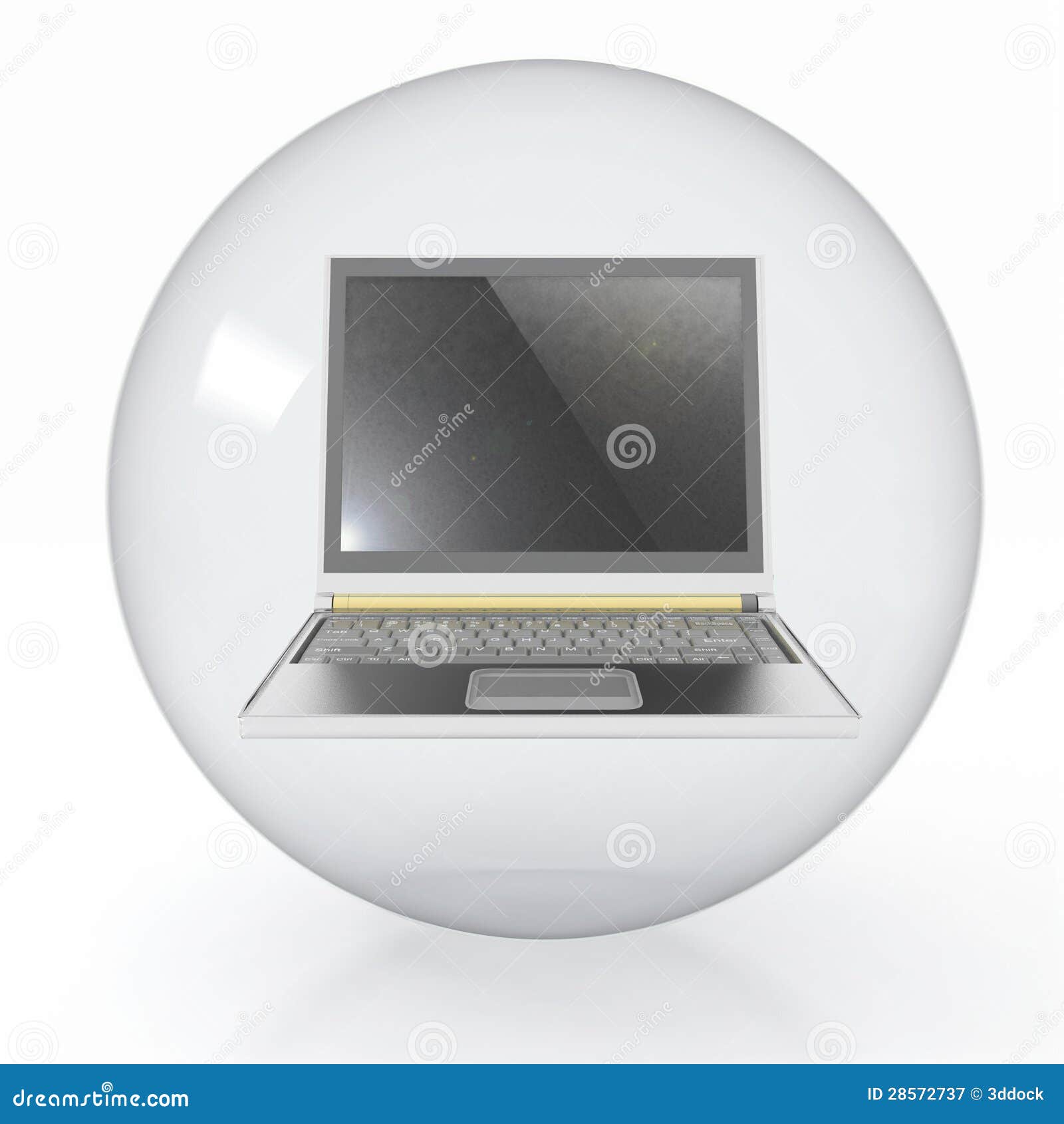 Transparent Ball with Open Laptop Stock Illustration - Illustration of ...