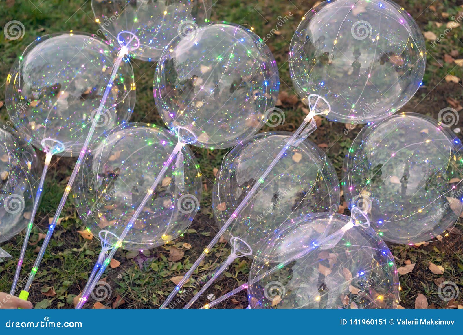 Transparent Balloons with Multi-color Lights Inside Stock Image - Image ...
