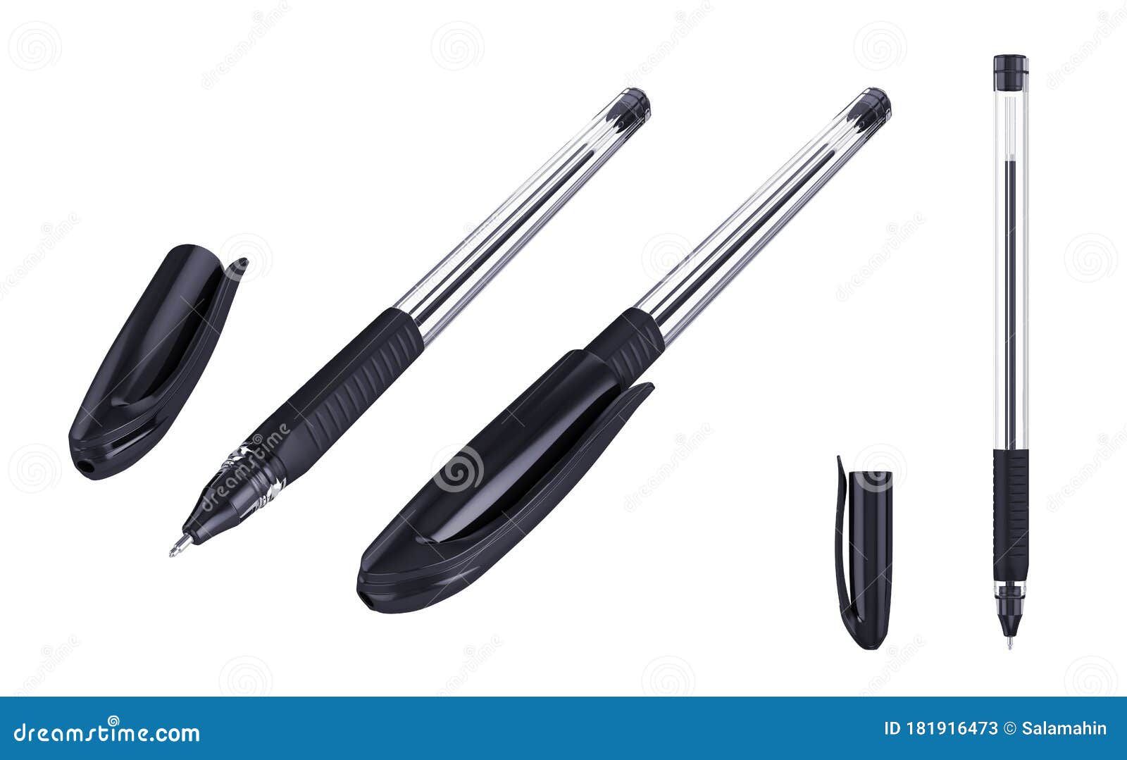 Transparent Ballpoint Pen Isolated on White Background, 3D Rendering ...