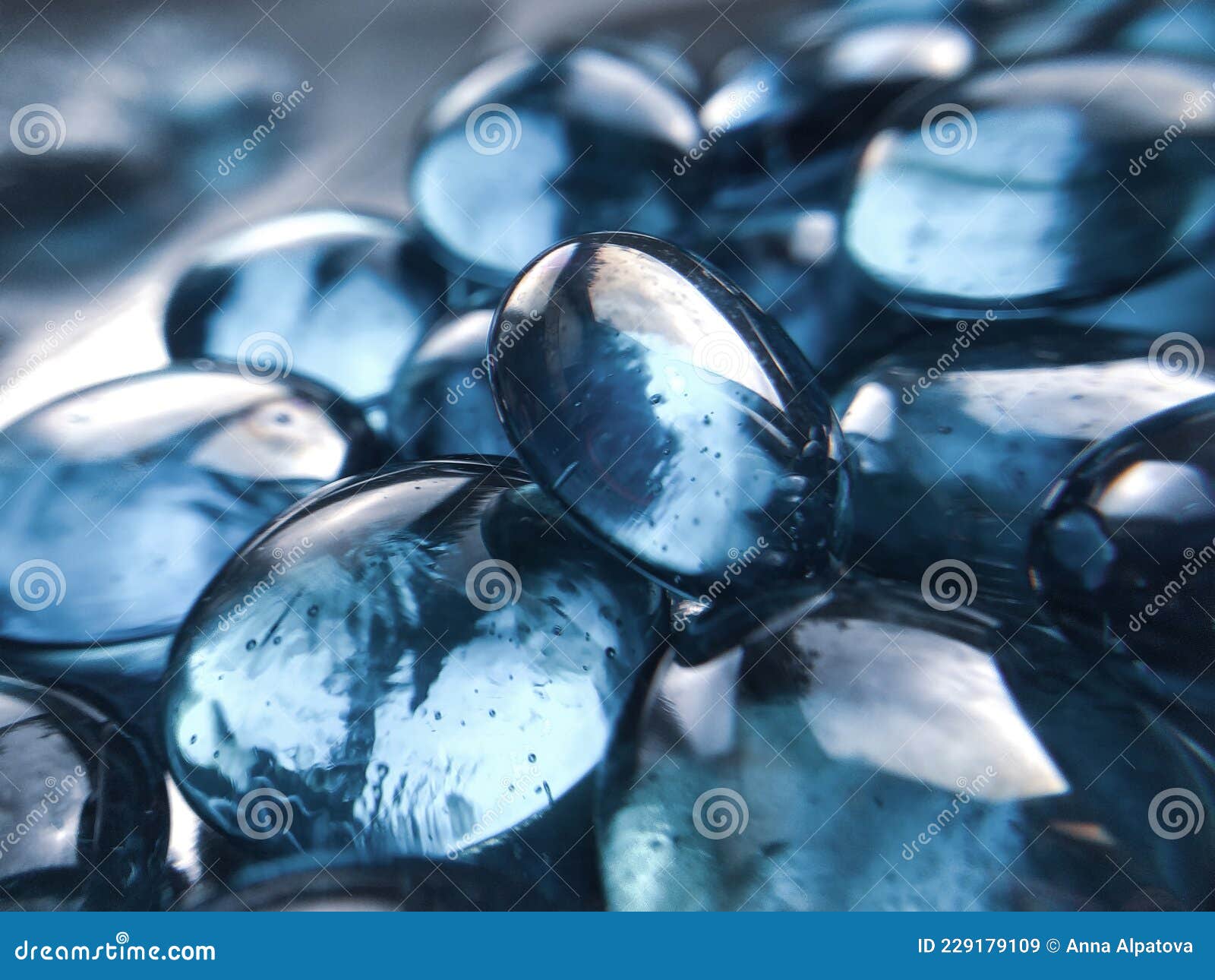 Transparent Beautiful Magic Glass Blue Stones Macro Stock Image - Image ...