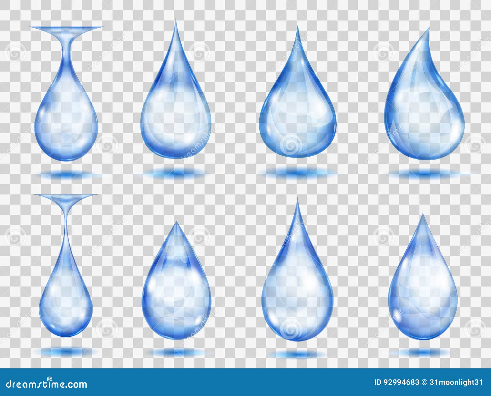 Transparent blue drops stock vector. Illustration of drip - 92994683