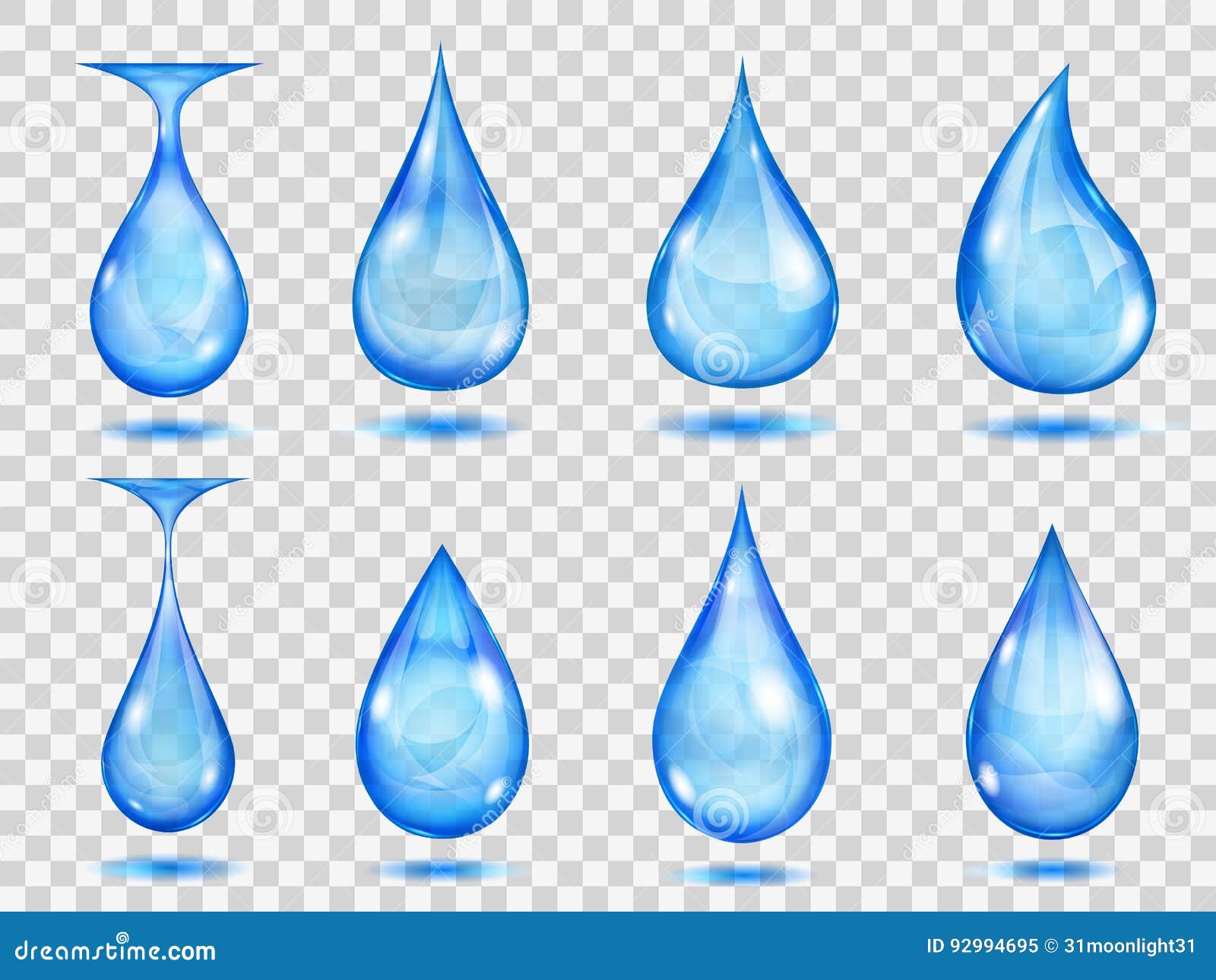 Transparent blue drops stock vector. Illustration of droplet - 92994695